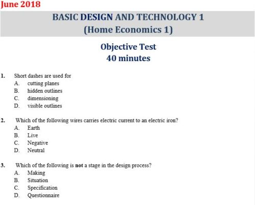 BECE BDT Home Economics 2018 Past Questions & Answers | WordPub